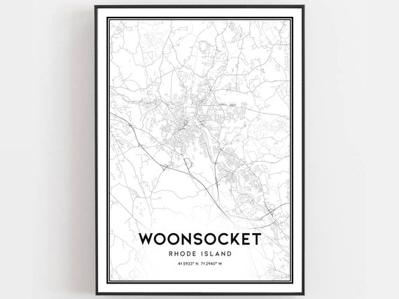 Woonsocket Map Print Woonsocket Map Poster Wall Art Ri City | Etsy
