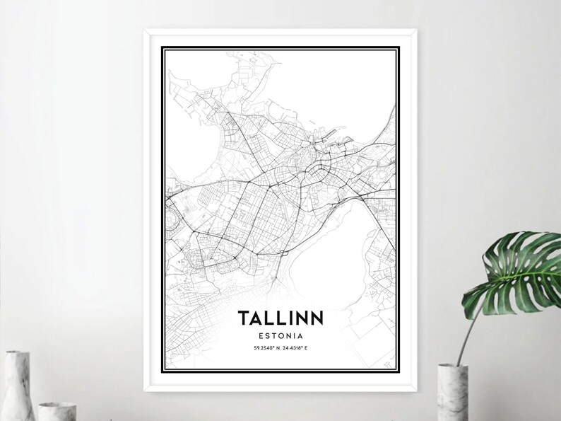Tallinn Map Print Tallinn Map Poster Wall Art Tallinn City - Etsy