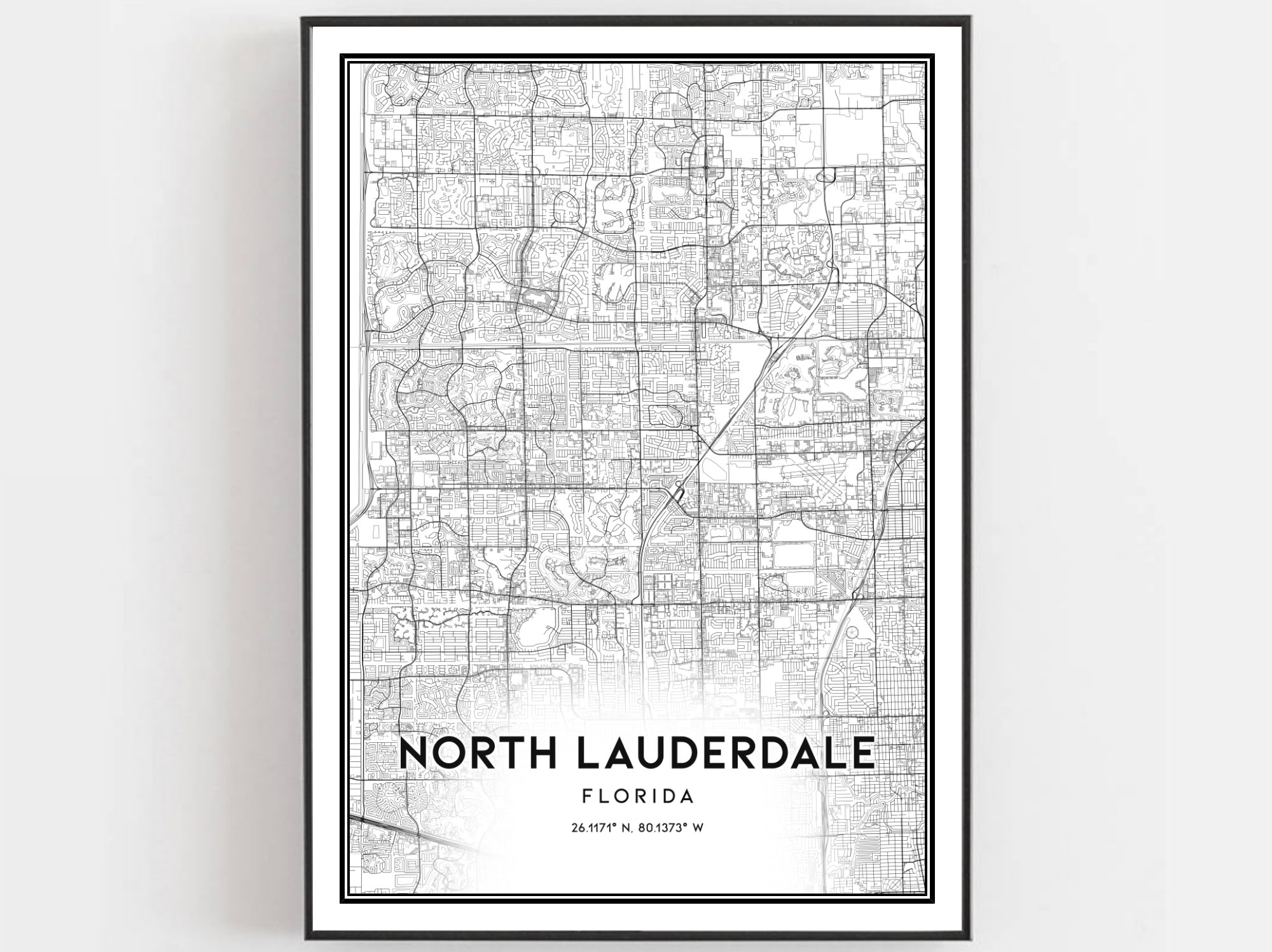 North Lauderdale Map Print, North Lauderdale Map Poster Wall Art, Fl ...