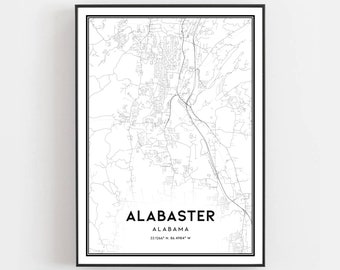 Alabaster Map Print, Alabaster Map Poster Wall Art, Al City Map ...