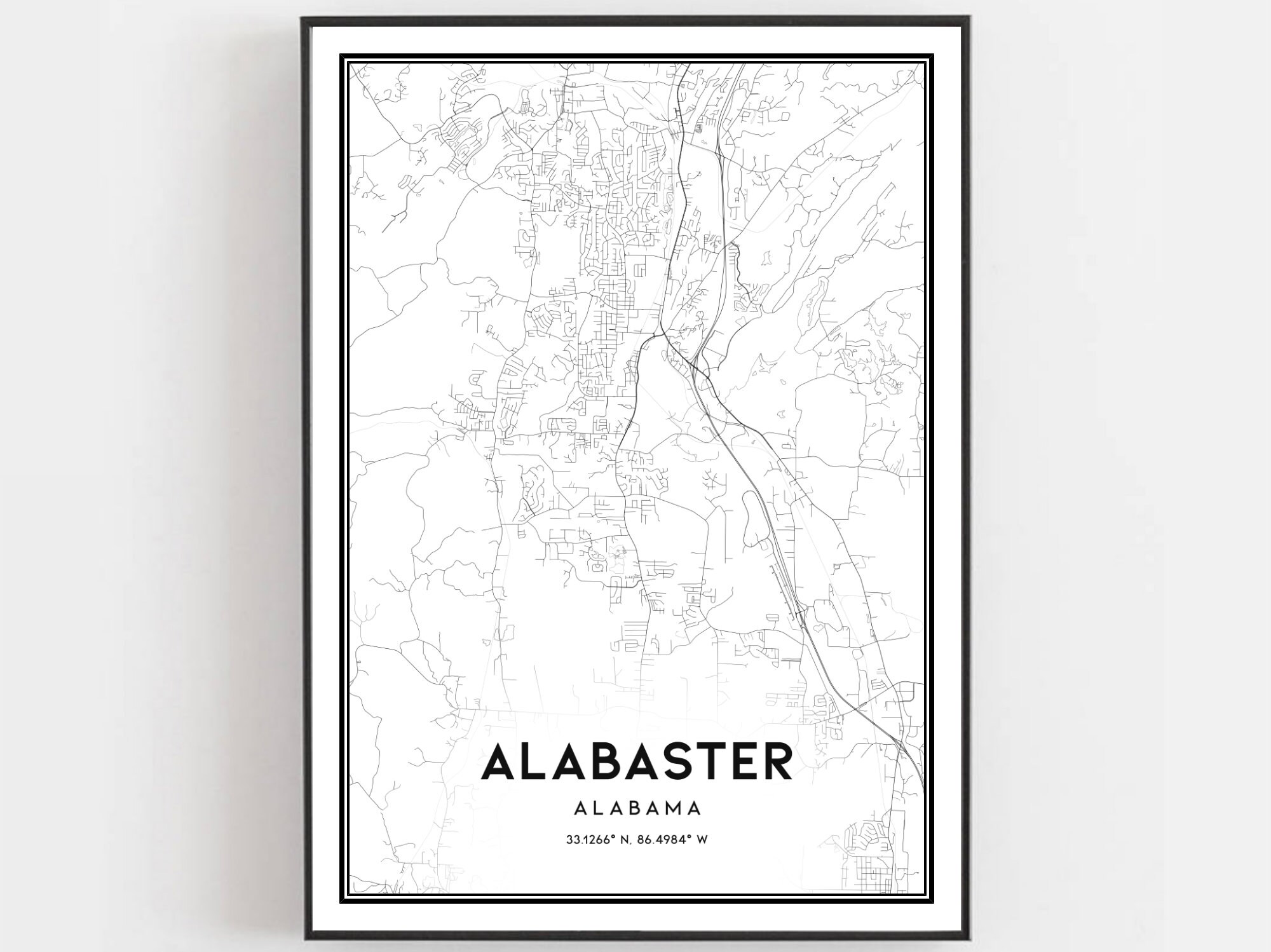 Alabaster Map Print Alabaster Map Poster Wall Art Al City | Etsy