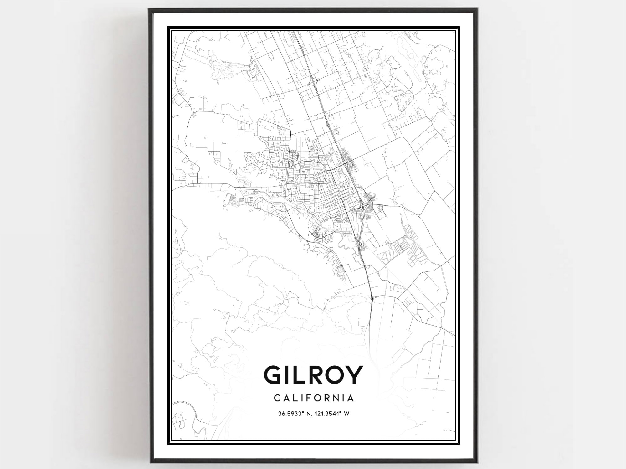 Gilroy Map Print Gilroy Map Poster Wall Art Ca City Map | Etsy