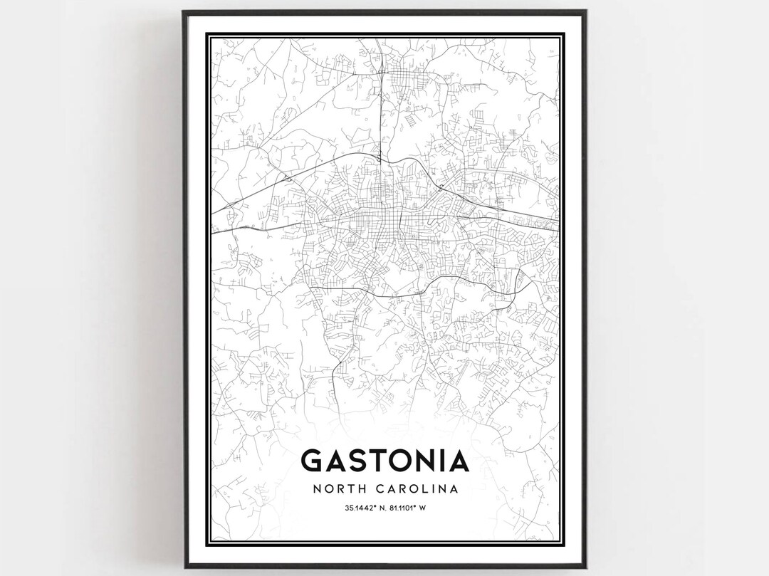 Gastonia Map Print, Gastonia Map Poster Wall Art, Nc City Map, North ...