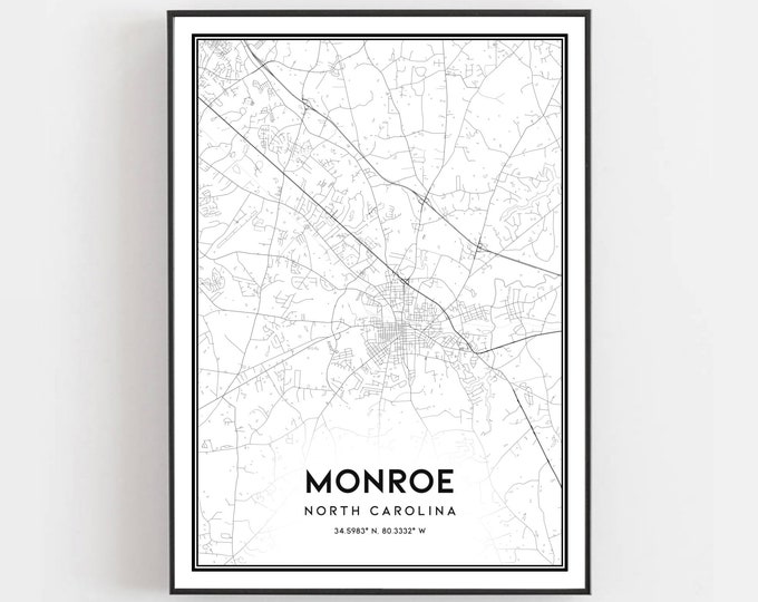 Monroe Vintage Map Print | Monroe Map | Louisiana Map Art | Monroe City ...