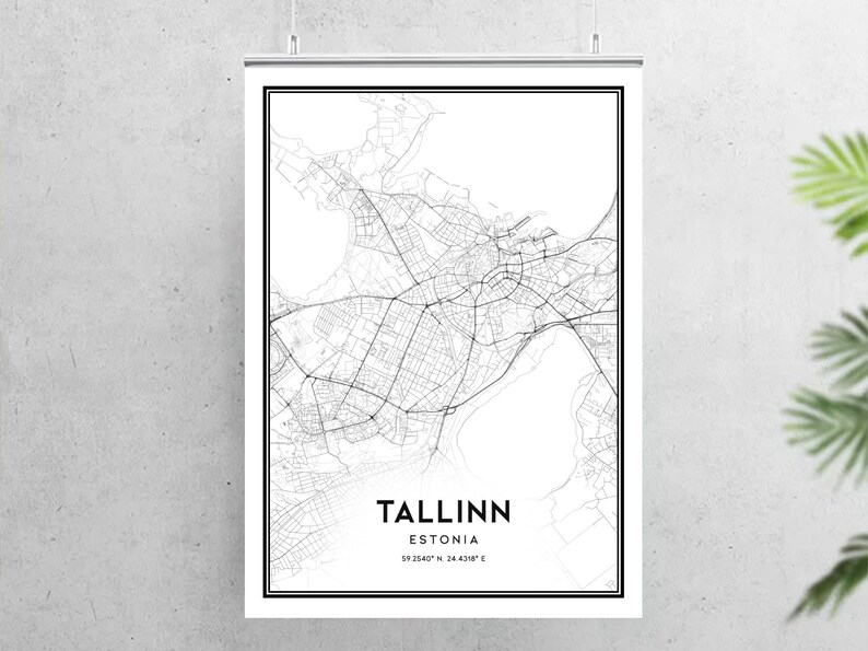 Tallinn Map Print, Tallinn Map Poster Wall Art, Tallinn City Map ...