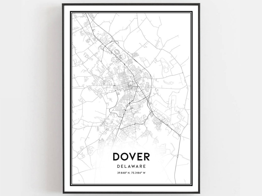 Dover Map Print, Dover Map Poster Wall Art, De City Map, Delaware Print ...