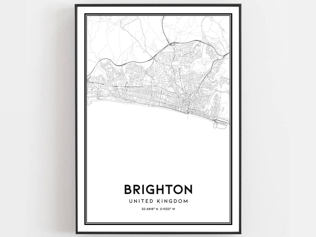 Brighton Map Print, Brighton Map Poster Wall Art, Brighton City Map ...