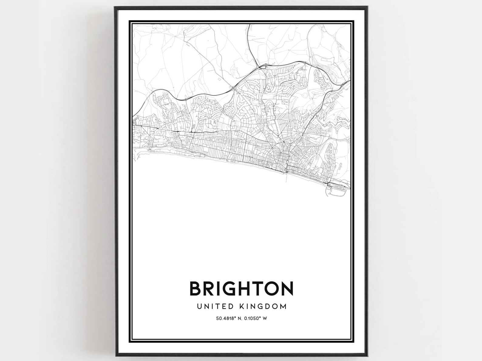 Brighton Map Print, Brighton Map Poster Wall Art, Brighton City Map ...