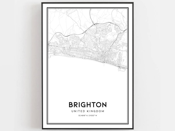 Brighton Map Print Brighton Map Poster Wall Art Brighton - Etsy