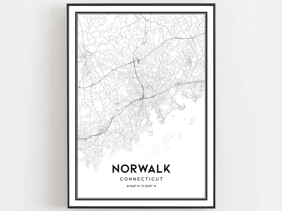 Norwalk Map Print, Norwalk Map Poster Wall Art, Ct City Map ...