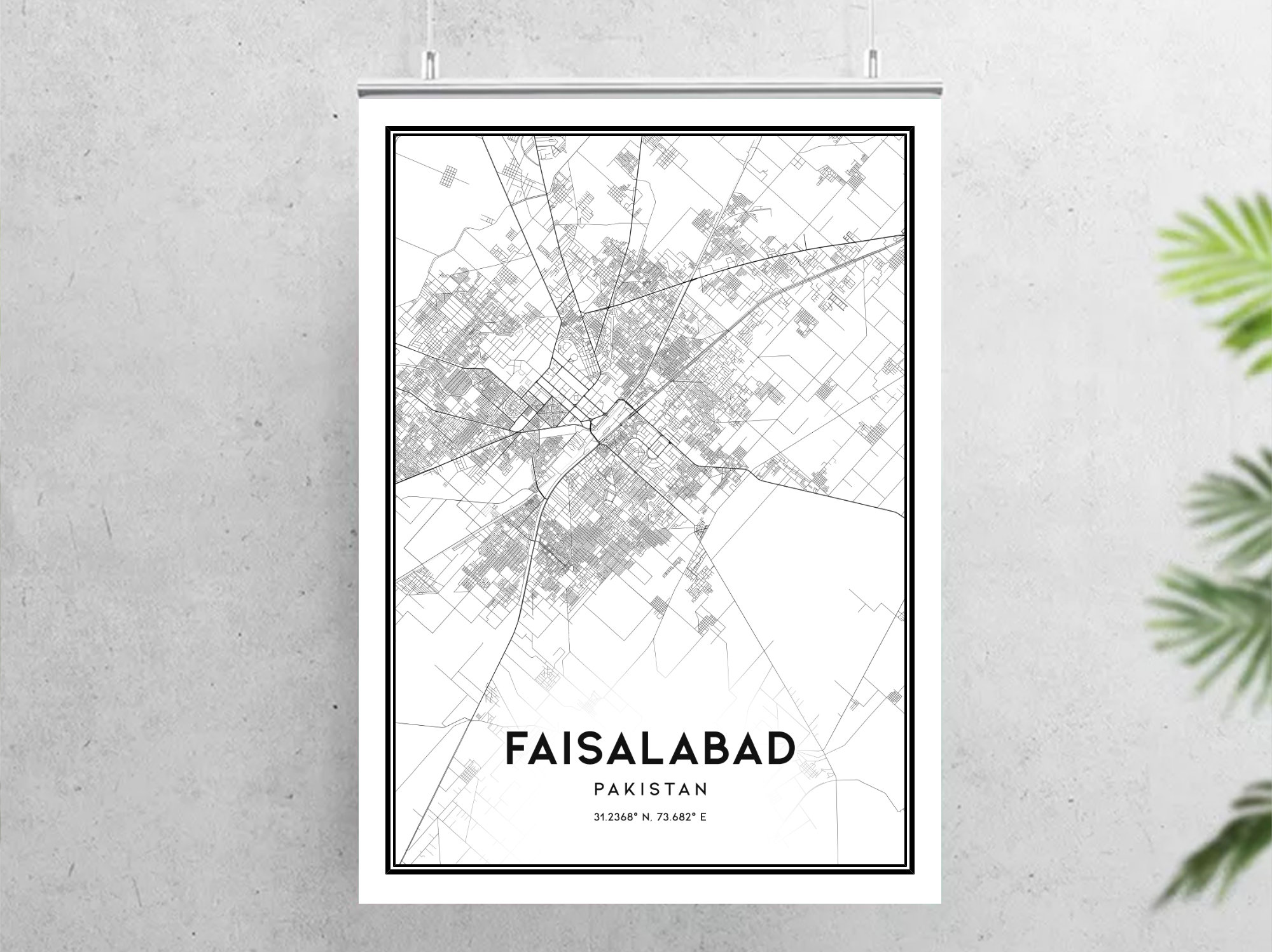 Faisalabad Map Print Faisalabad Map Poster Wall Art | Etsy