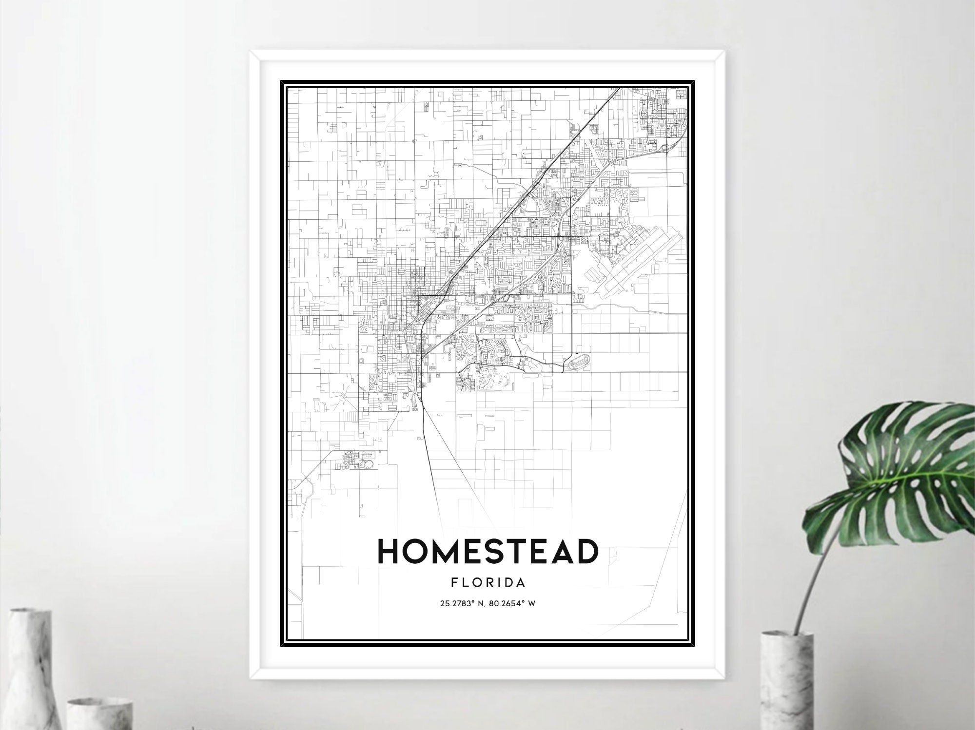 Homestead Map Print Homestead Map Poster Wall Art Fl City - Etsy Australia