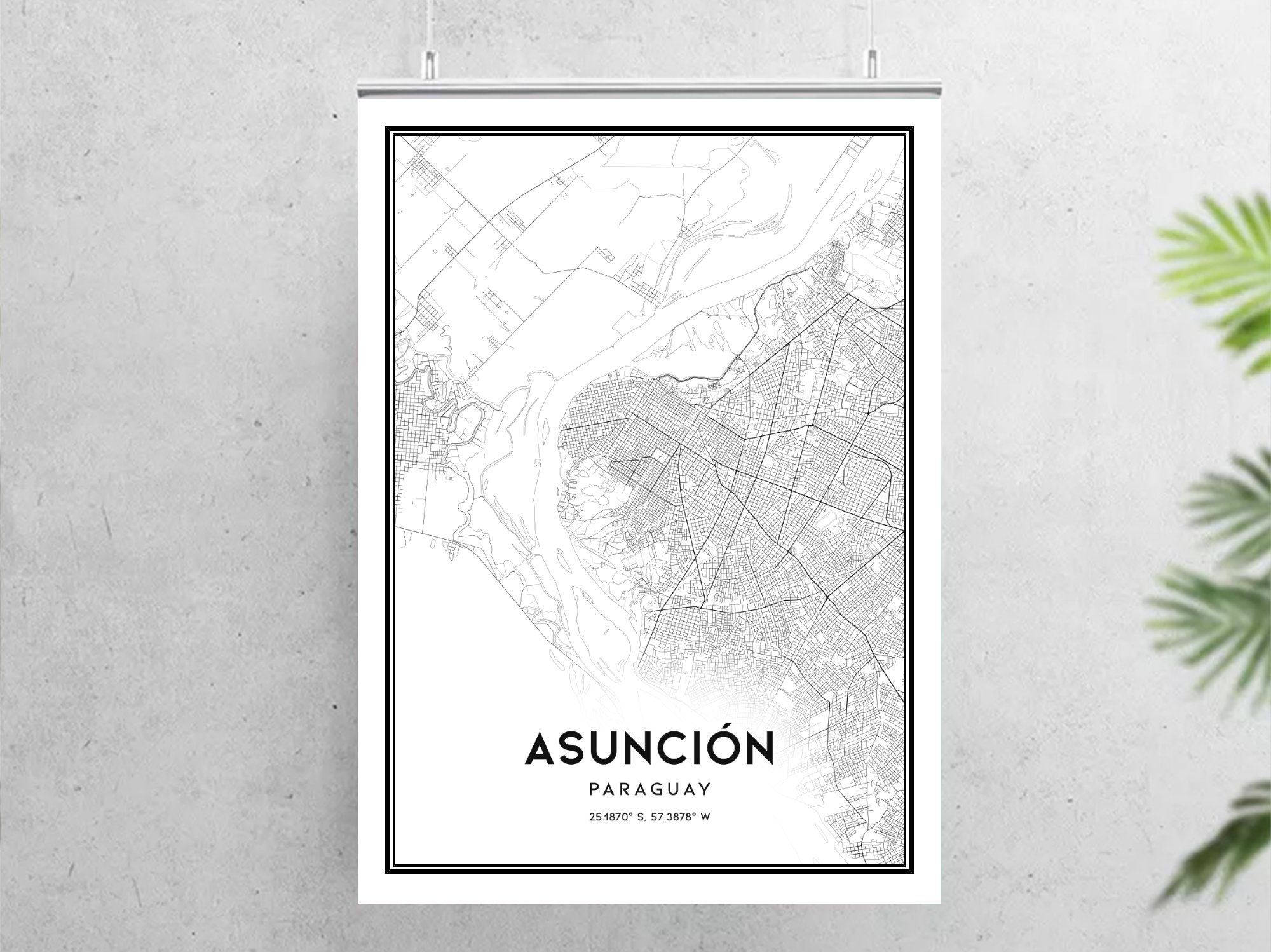 Asunción Map Print Asunción Map Poster Wall Art Asunción | Etsy