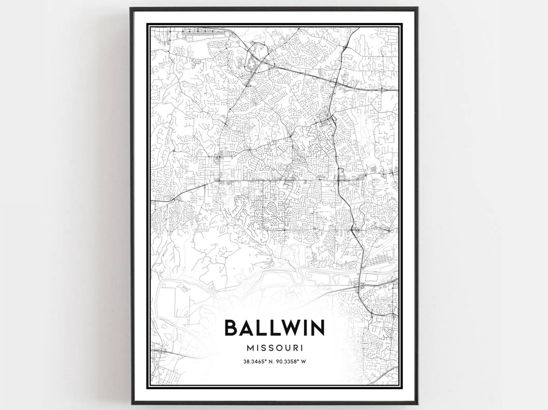 Ballwin Map Print, Ballwin Map Poster Wall Art, Mo City Map, Missouri ...