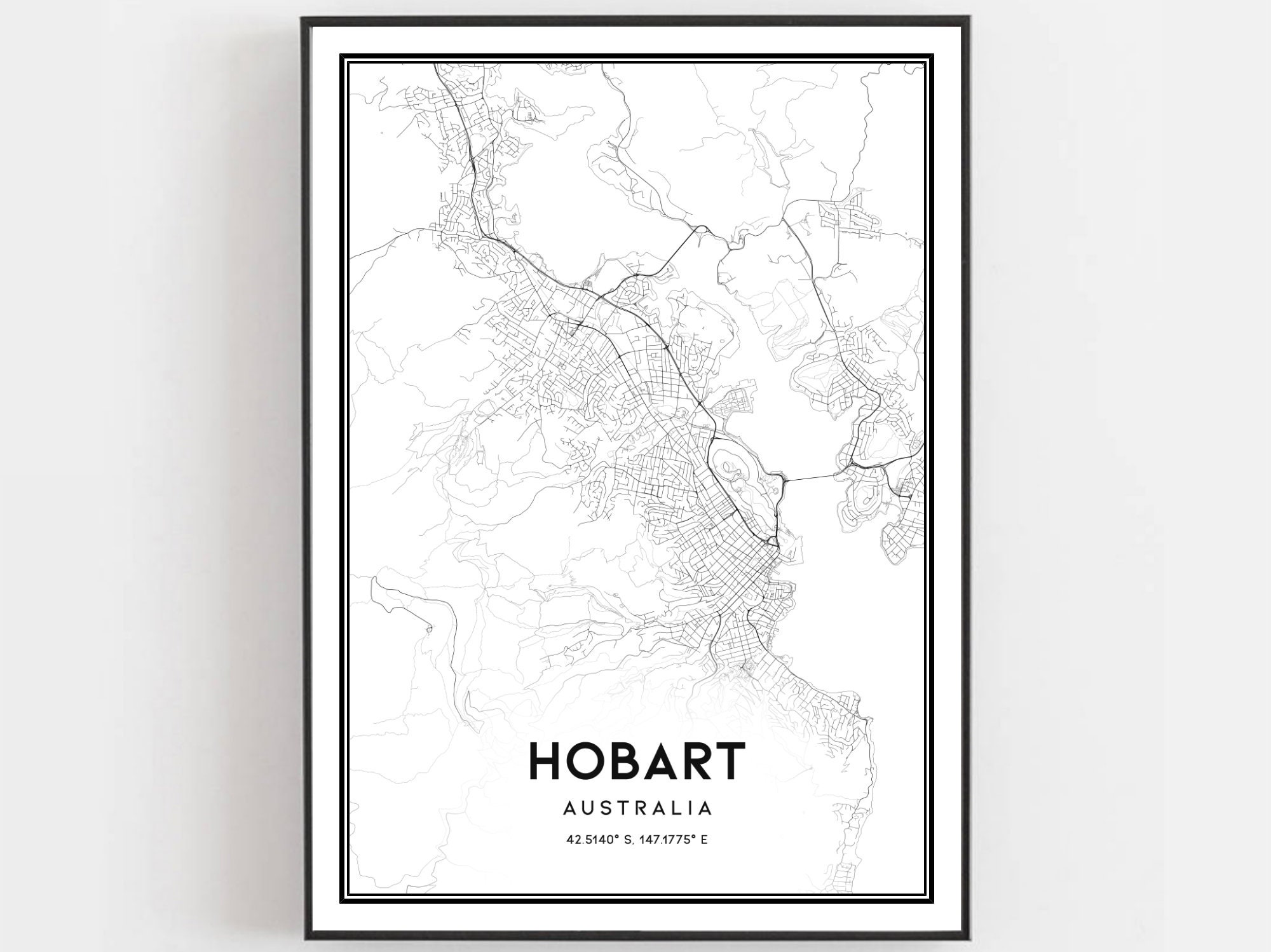 Hobart Map Print Hobart Map Poster Wall Art Hobart City Map | Etsy