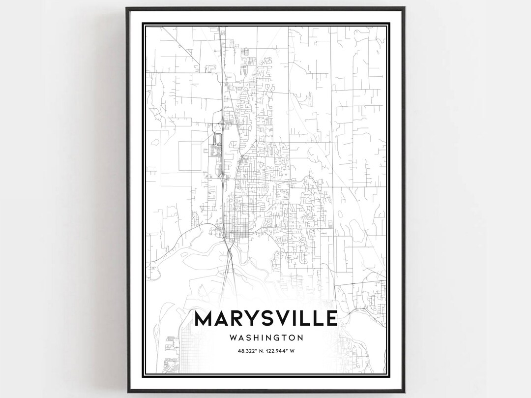 Marysville Map Print, Marysville Map Poster Wall Art, Wa City Map ...
