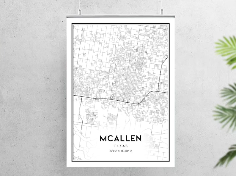 Mcallen Map Print, Mcallen Map Poster Wall Art, Tx City Map, Texas ...