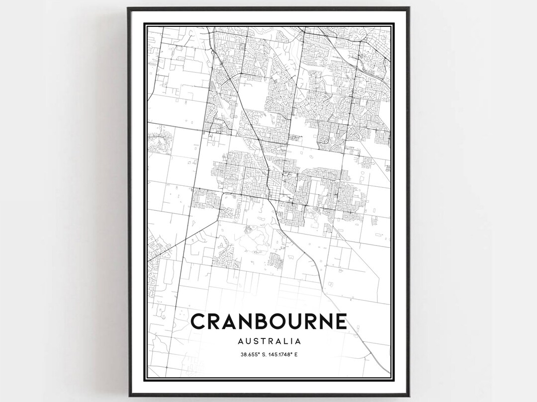 Cranbourne Map Print, Cranbourne Map Poster Wall Art, Cranbourne City ...