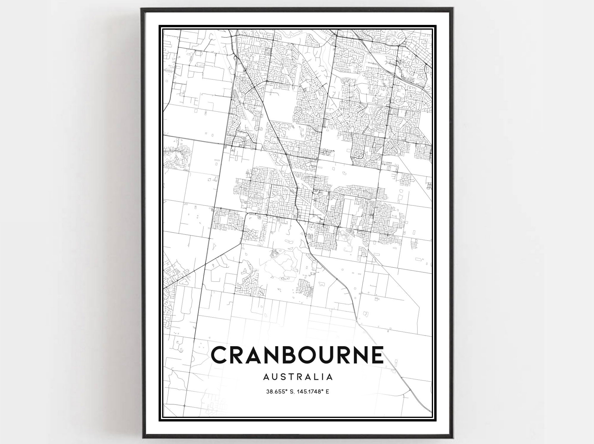 Cranbourne Map Print Cranbourne Map Poster Wall Art - Etsy