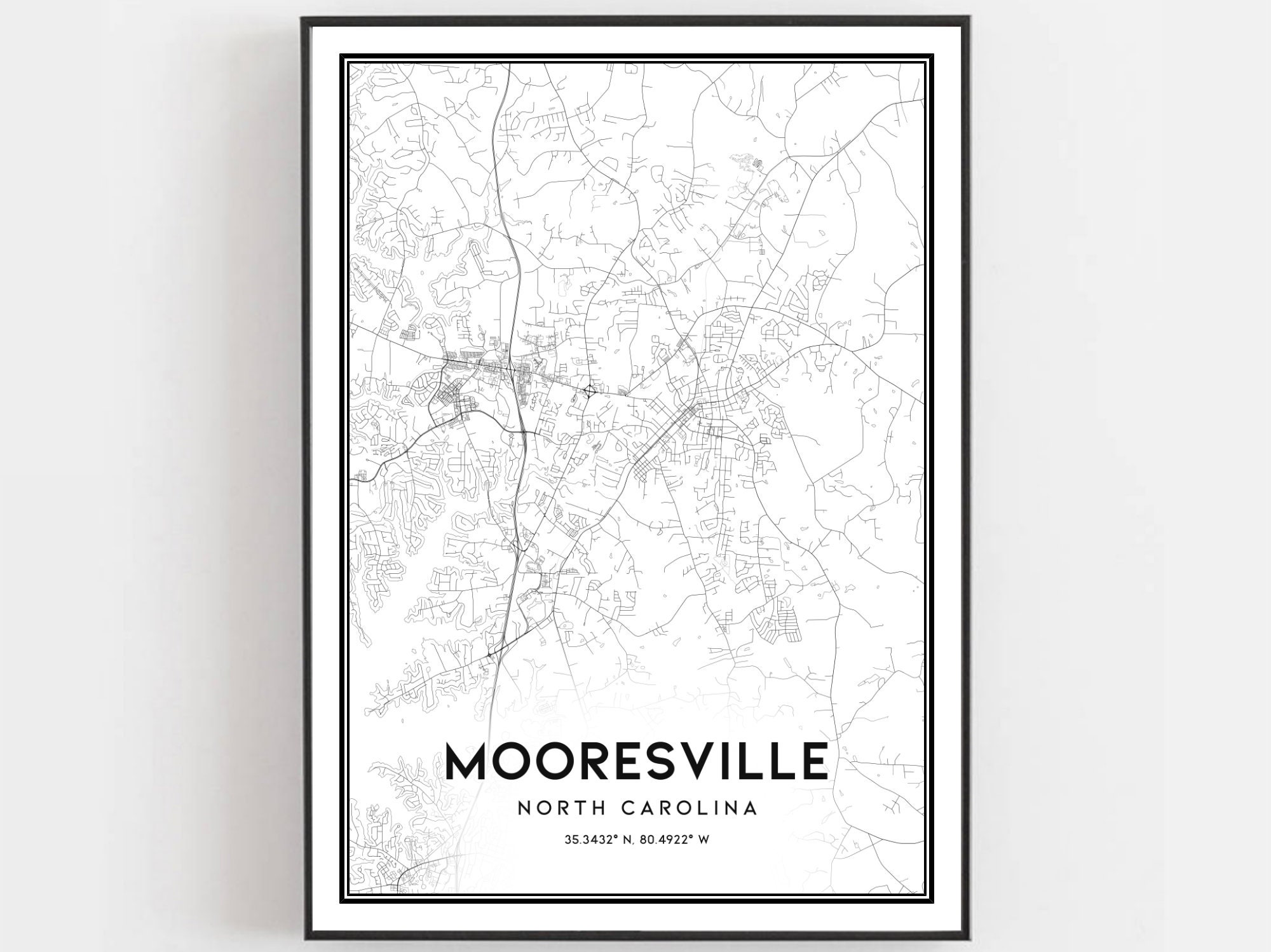 Mooresville Map Print, Mooresville Map Poster Wall Art, Nc City Map ...