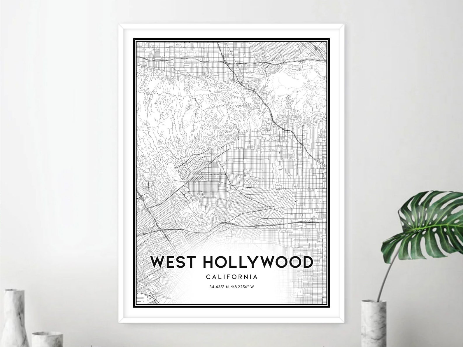West Hollywood Map Print West Hollywood Map Poster Wall Art - Etsy UK