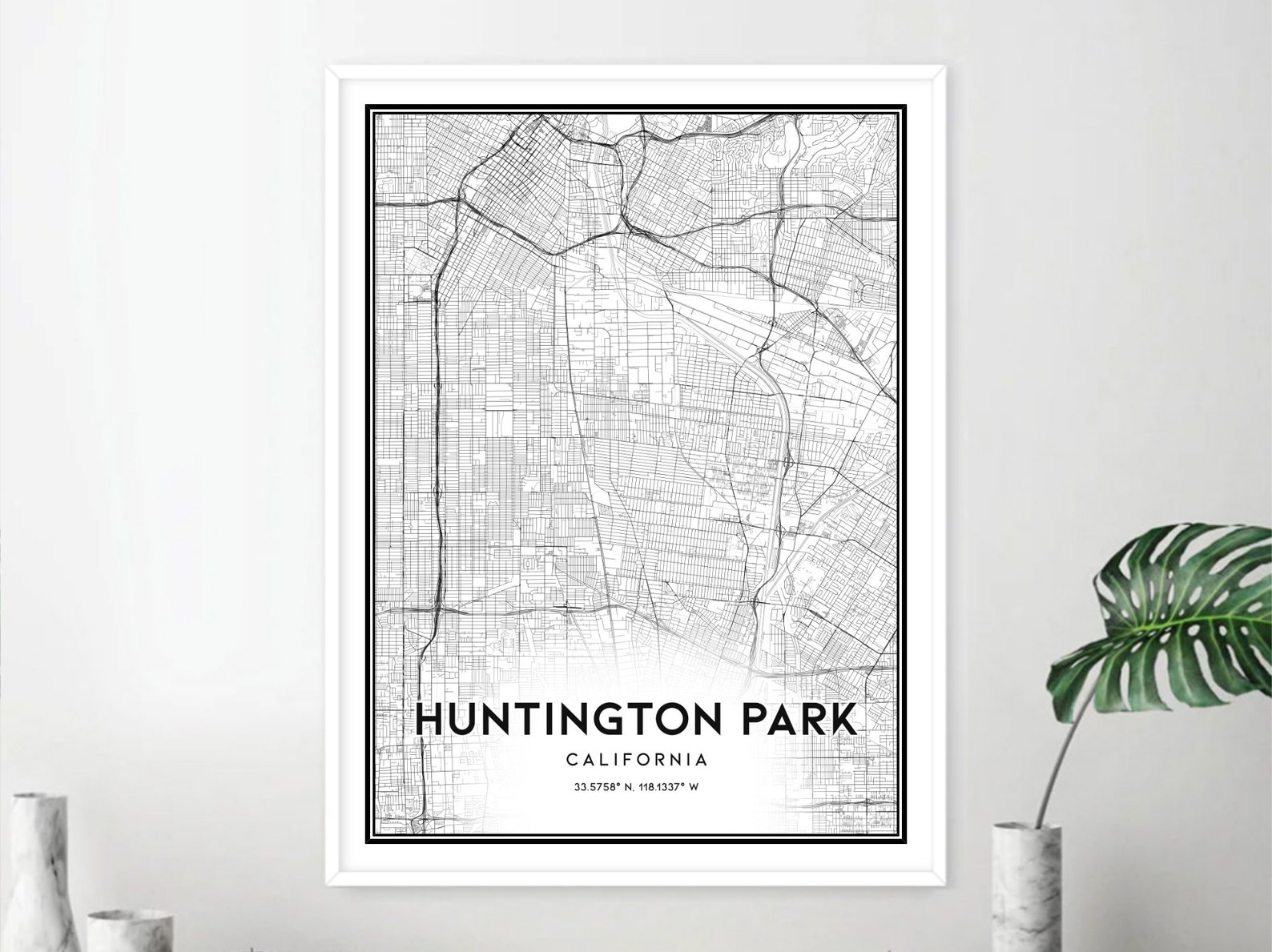 Huntington Park Map Print, Huntington Park Map Poster Wall Art, Ca City ...