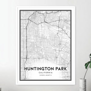 Huntington Park Map Print, Huntington Park Map Poster Wall Art, Ca City ...