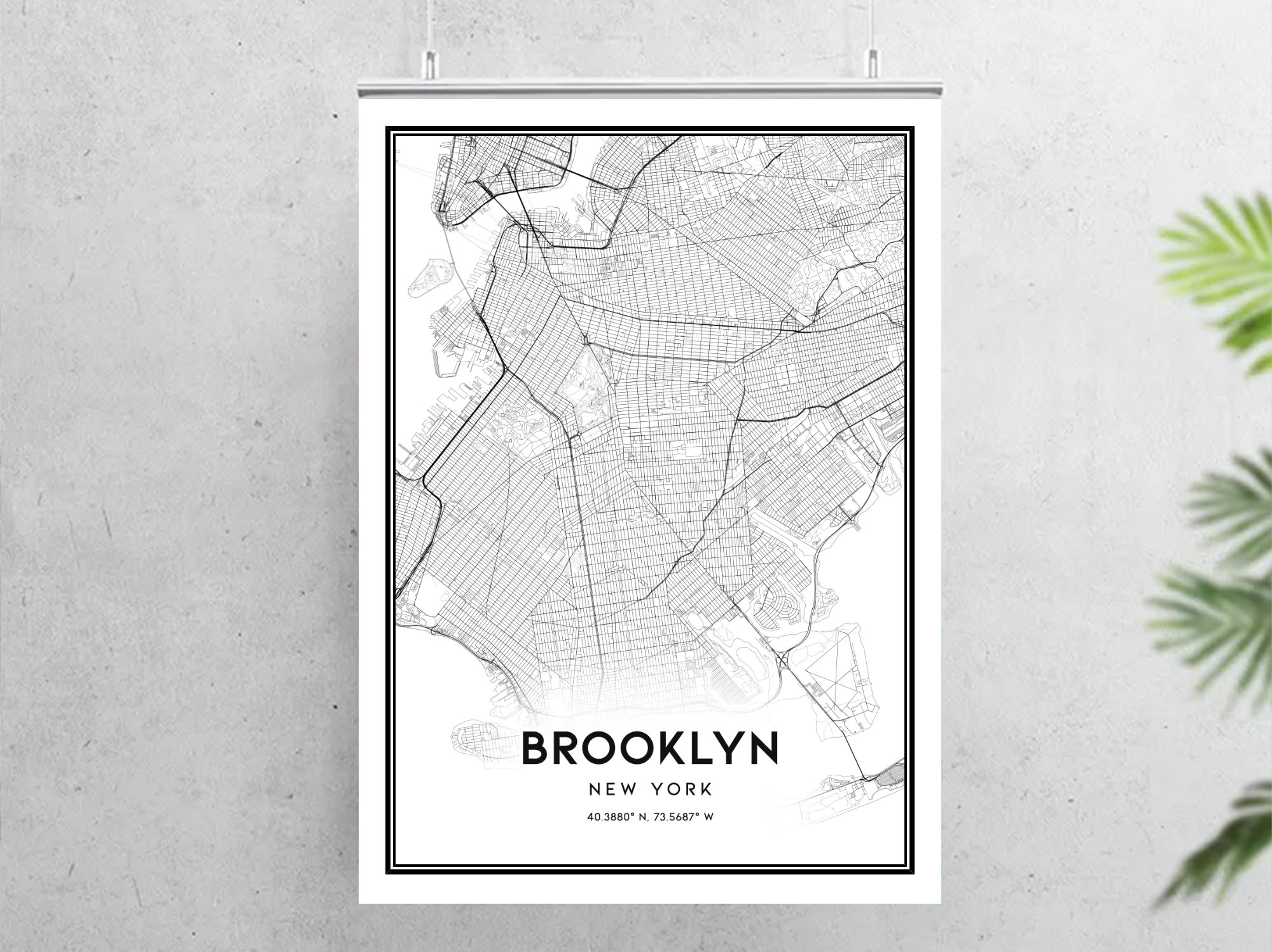 Brooklyn Map Print, Brooklyn Map Poster Wall Art, Ny City Map, New York ...