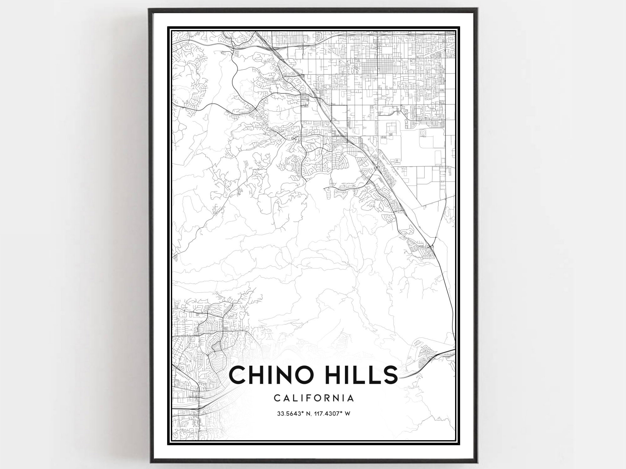 Chino Hills Map Print, Chino Hills Map Poster Wall Art, Ca City Map ...