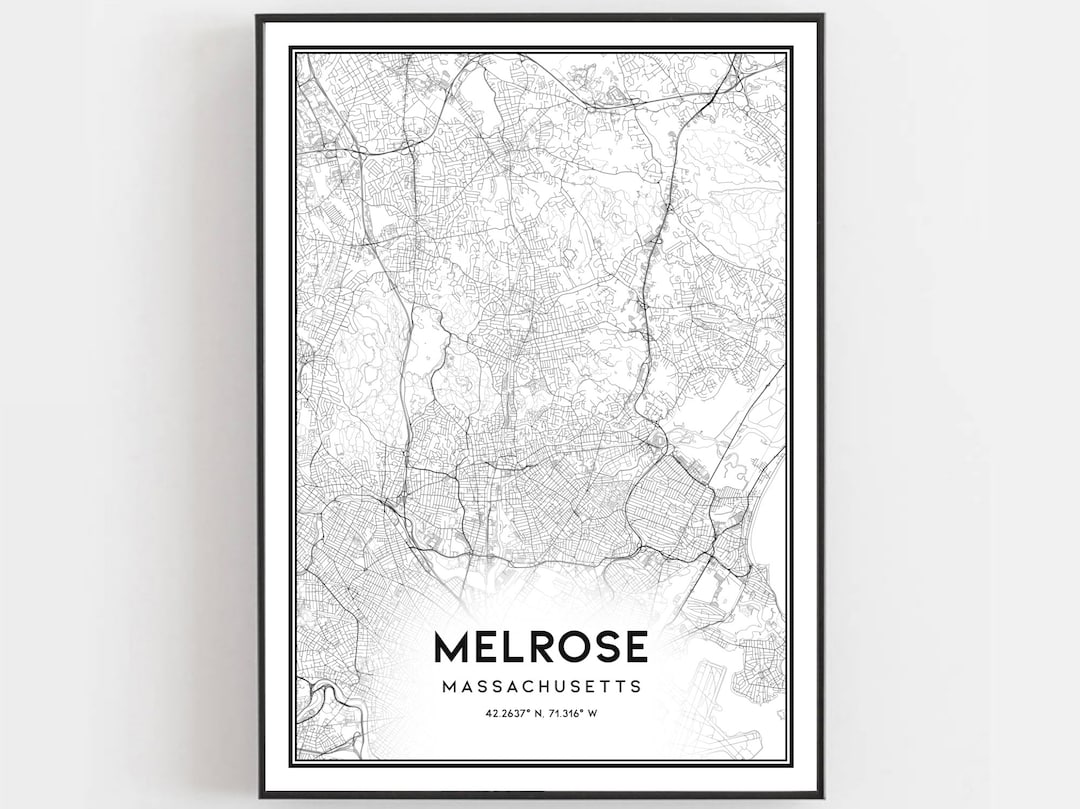 Melrose Map Print, Melrose Map Poster Wall Art, Ma City Map ...