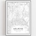 Melrose Map Print, Melrose Map Poster Wall Art, Ma City Map ...