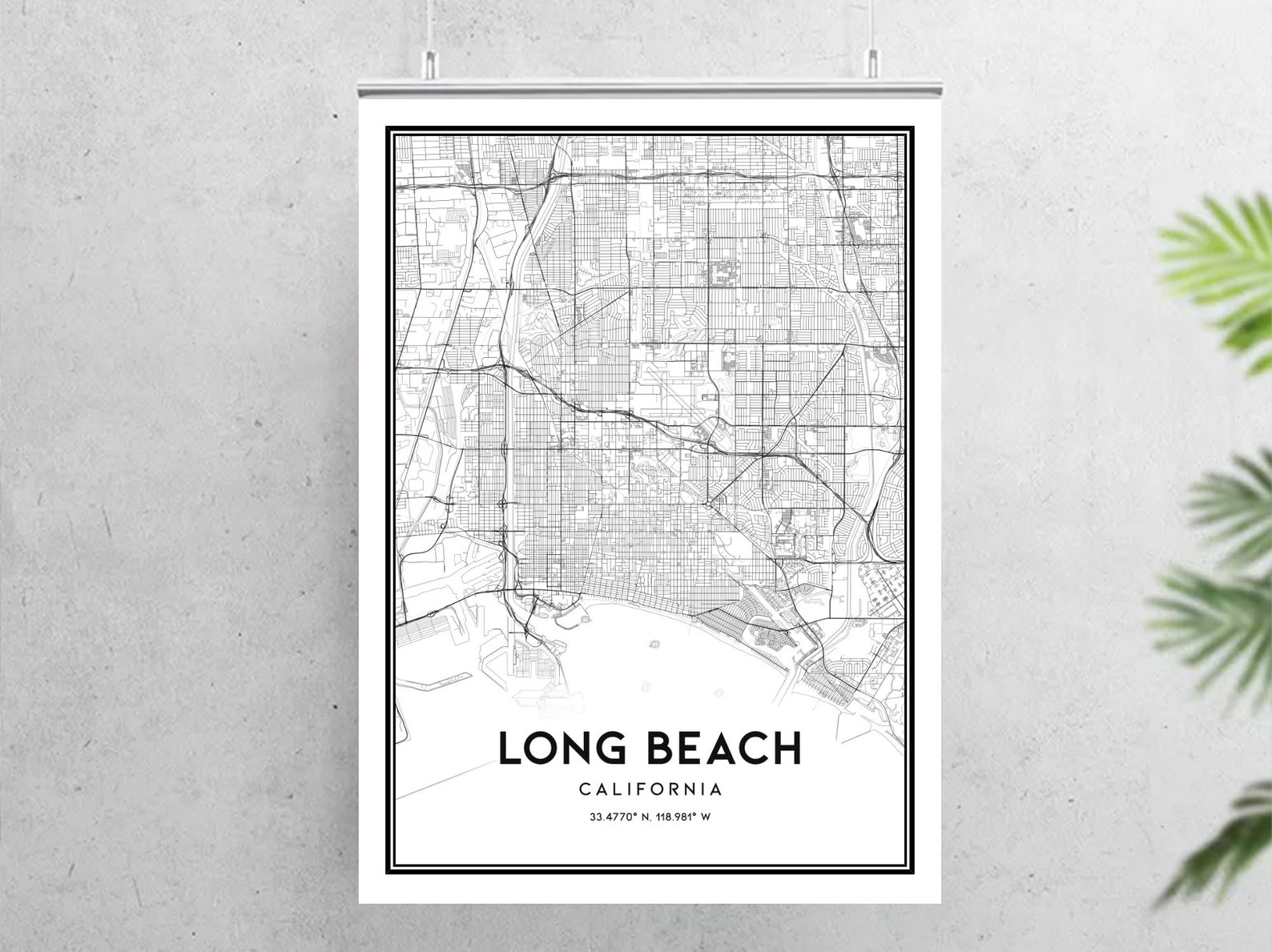 Long Beach Map Print, Long Beach Map Poster Wall Art, Ca City Map ...