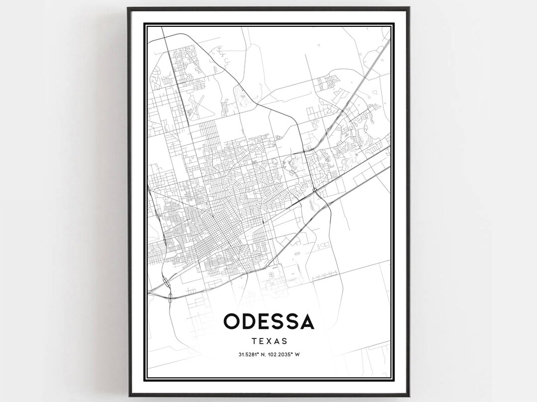 Odessa Map Print, Odessa Map Poster Wall Art, Tx City Map, Texas Print ...
