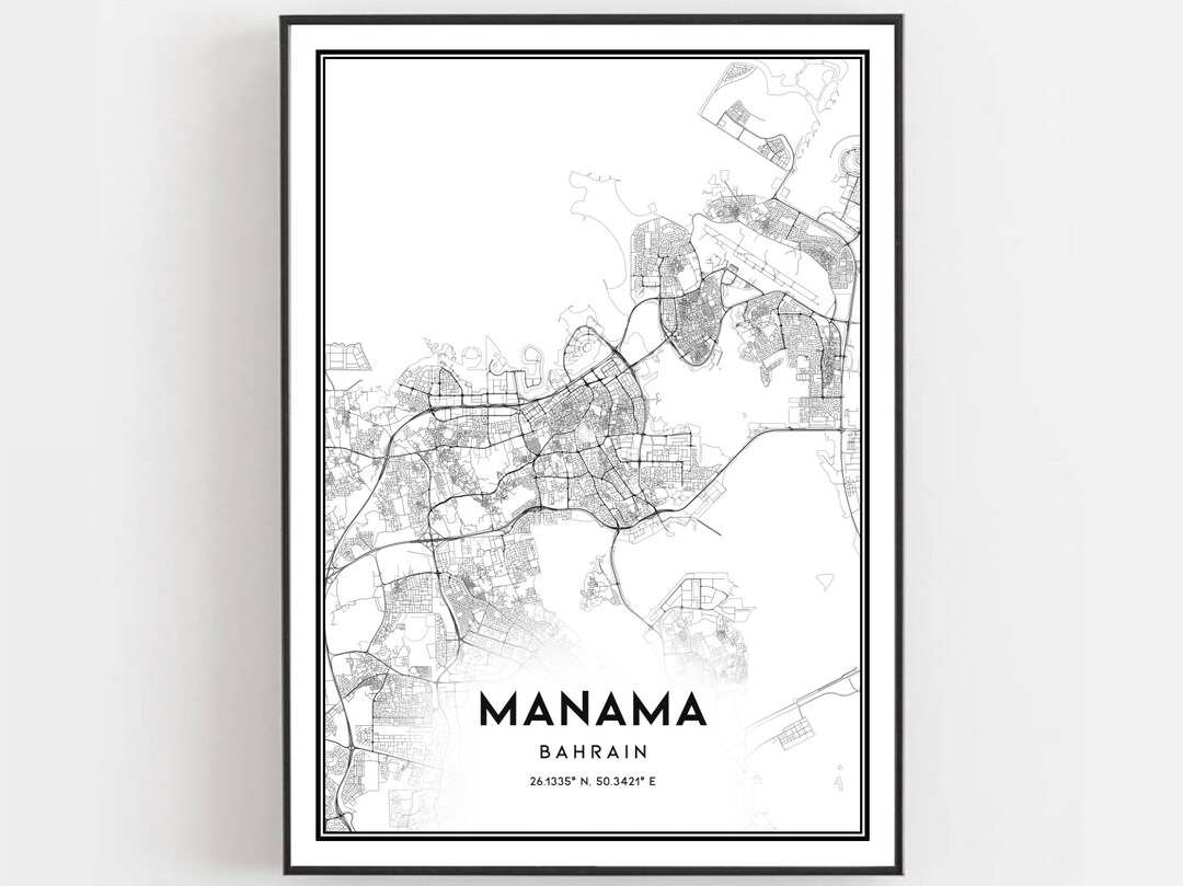Manama Map Print, Manama Map Poster Wall Art, Manama City Map, Manama ...