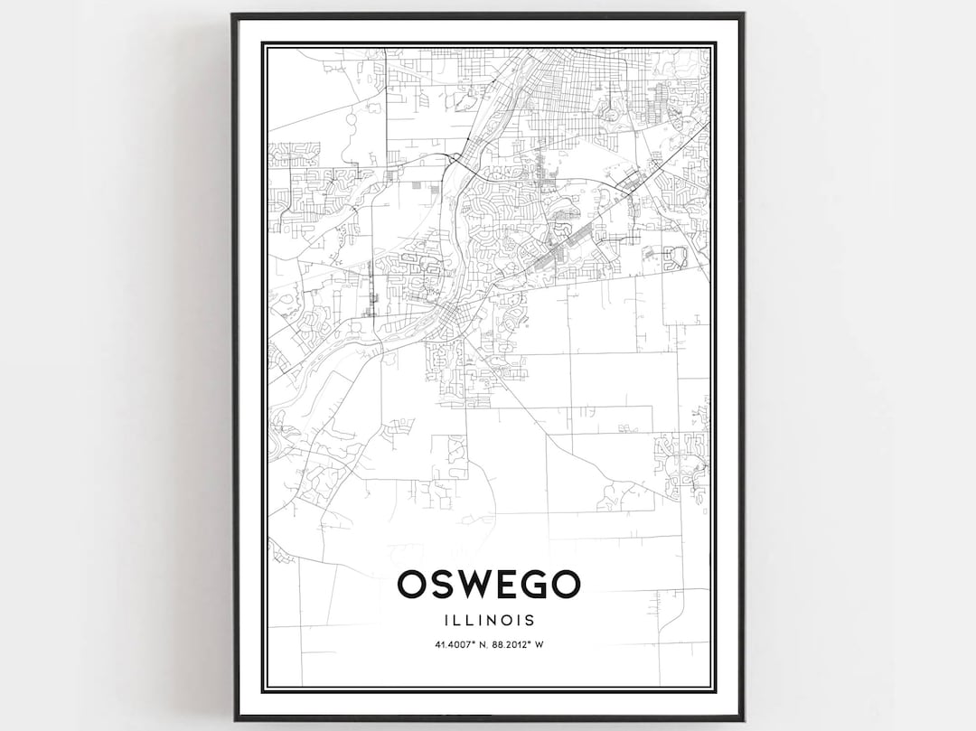 Oswego Map Print, Oswego Map Poster Wall Art, Il City Map, Illinois ...