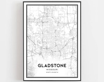 Gladstone Map Print, Gladstone Map Poster Wall Art, Mo City Map ...