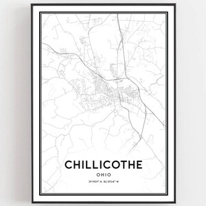 Chillicothe Map Print, Chillicothe Map Poster Wall Art, Oh City Map ...