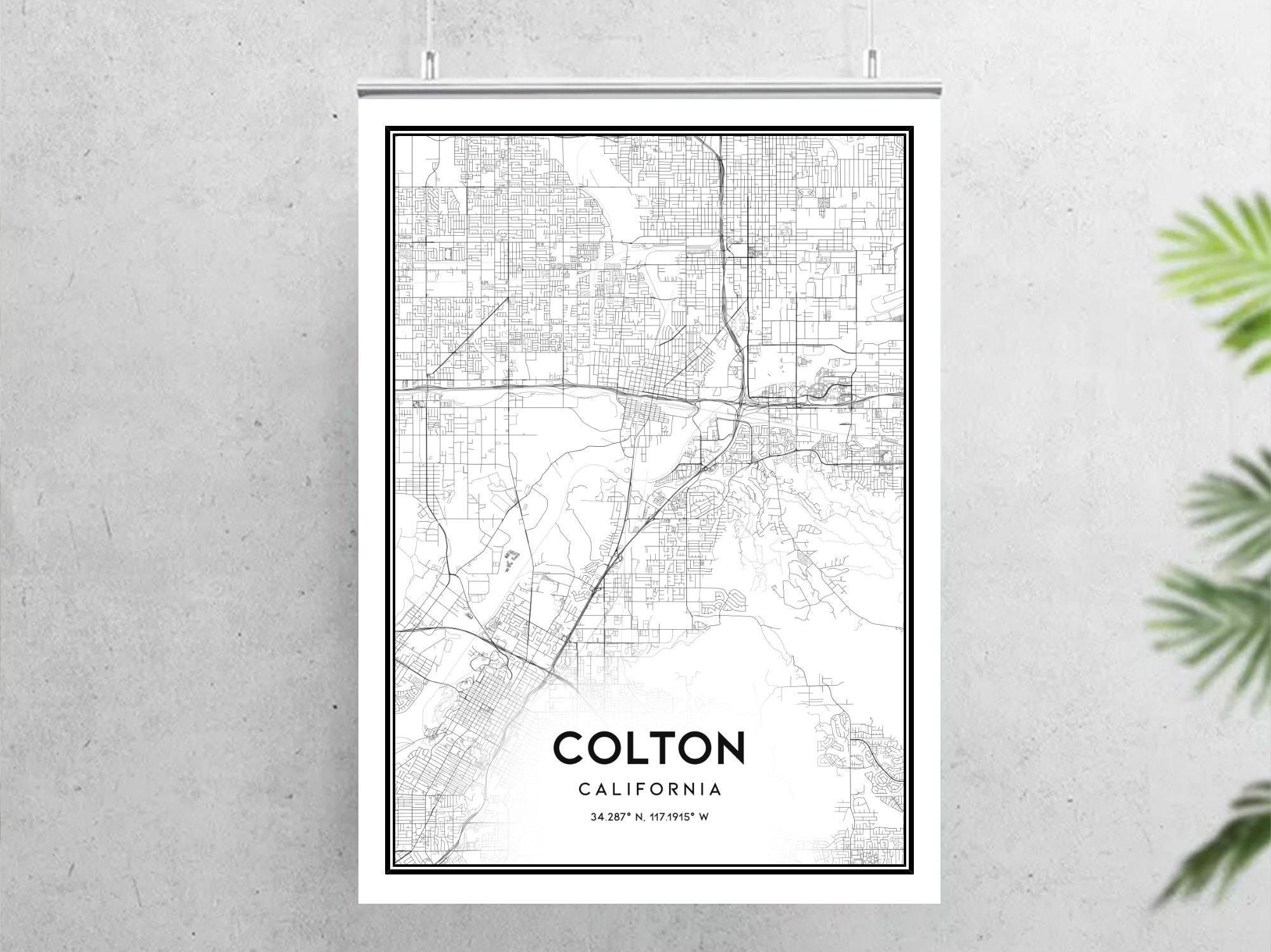 Colton Map Print, Colton Map Poster Wall Art, Ca City Map, California ...