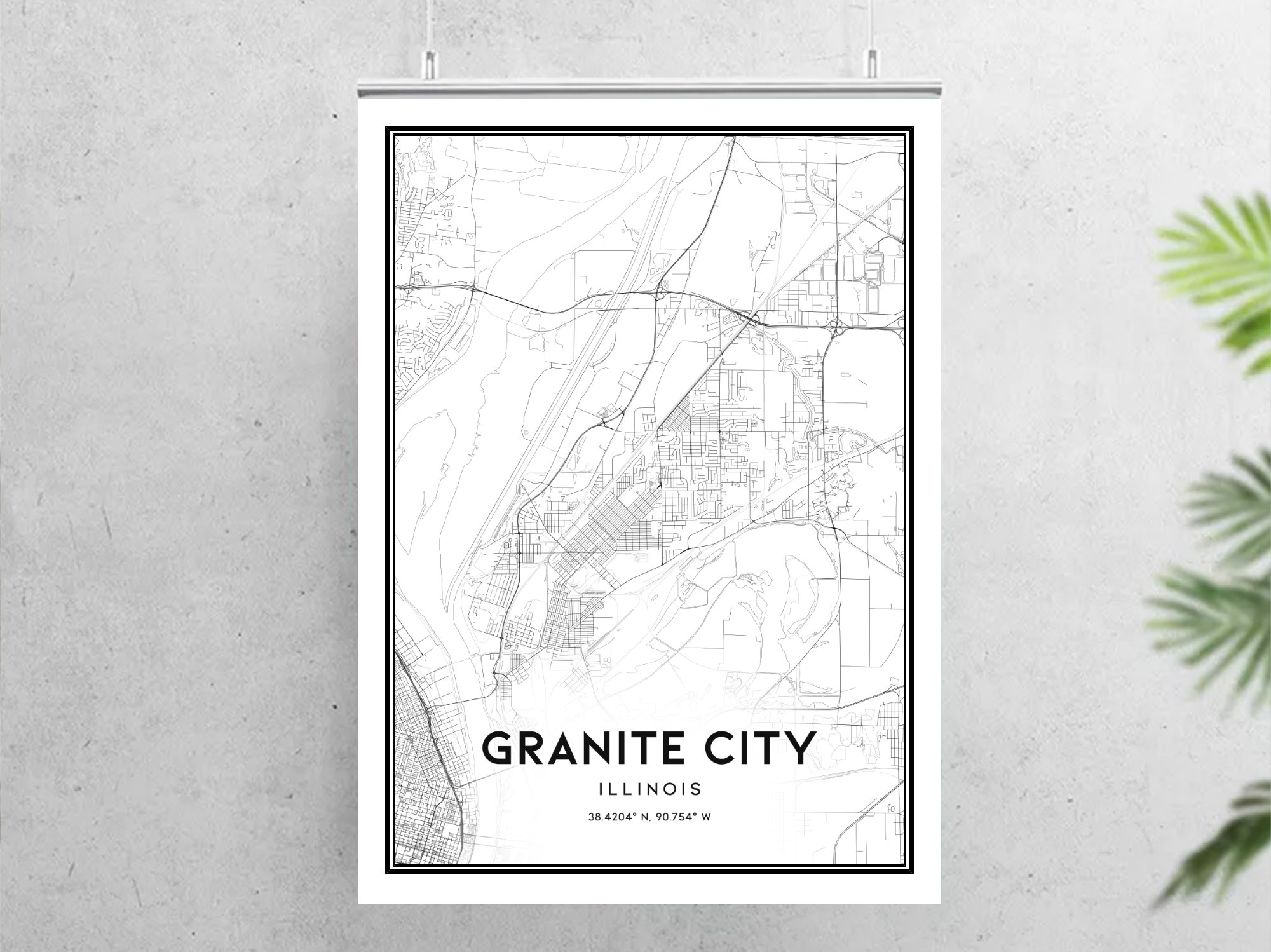 Granite City Map Print Granite City Map Poster Wall Art Il - Etsy