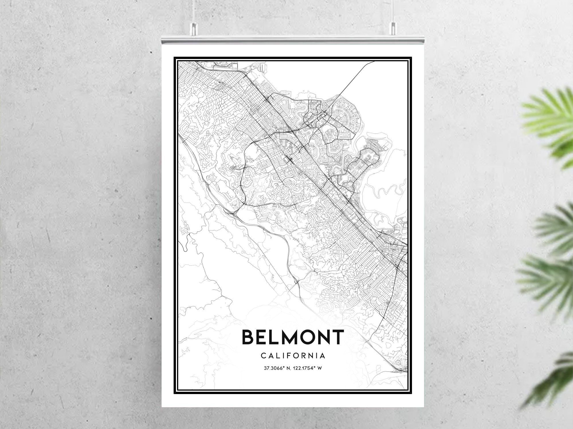 Belmont Map Print Belmont Map Poster Wall Art Ca City Map | Etsy