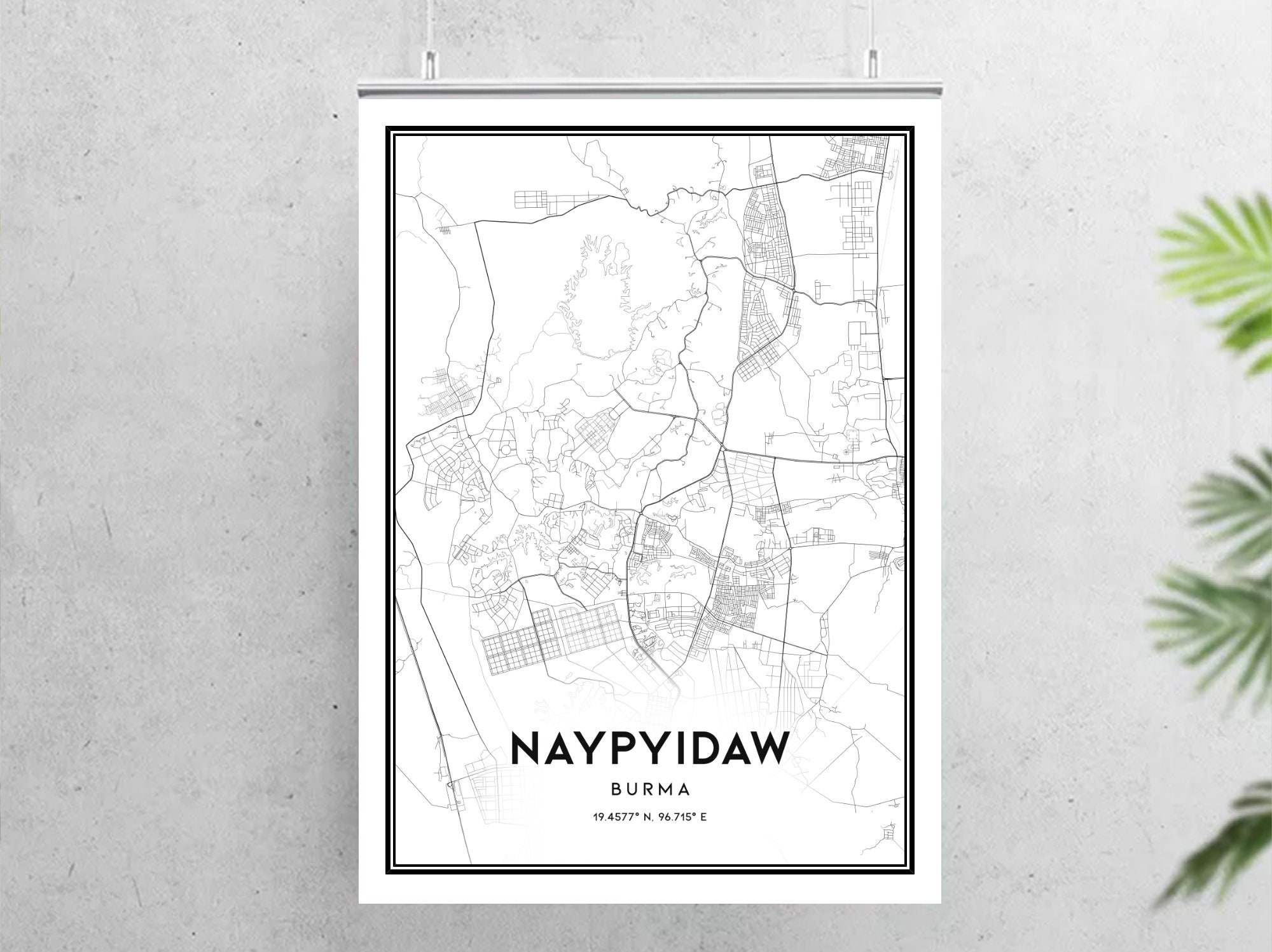 Naypyidaw Map Print Naypyidaw Map Poster Wall Art Naypyidaw | Etsy