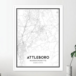 Attleboro Map Print, Attleboro Map Poster Wall Art, Ma City Map ...