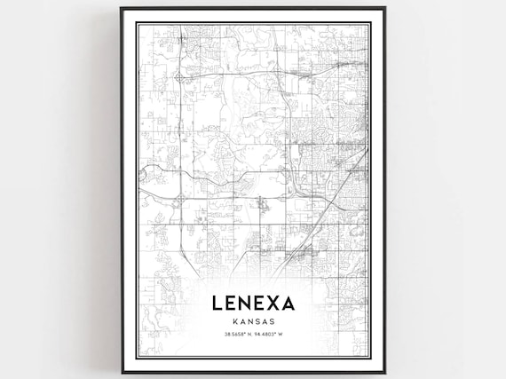 Lenexa Map Print Lenexa Map Poster Wall Art Ks City Map | Etsy