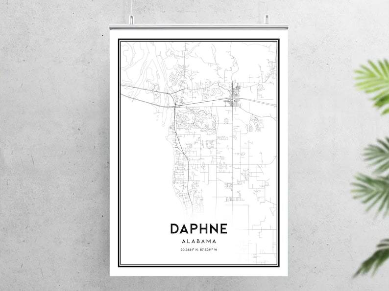 Daphne Map Print, Daphne Map Poster Wall Art, Al City Map, Alabama ...