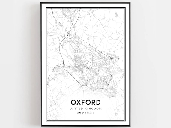 Oxford Map Print Oxford Map Poster Wall Art Oxford City Map | Etsy