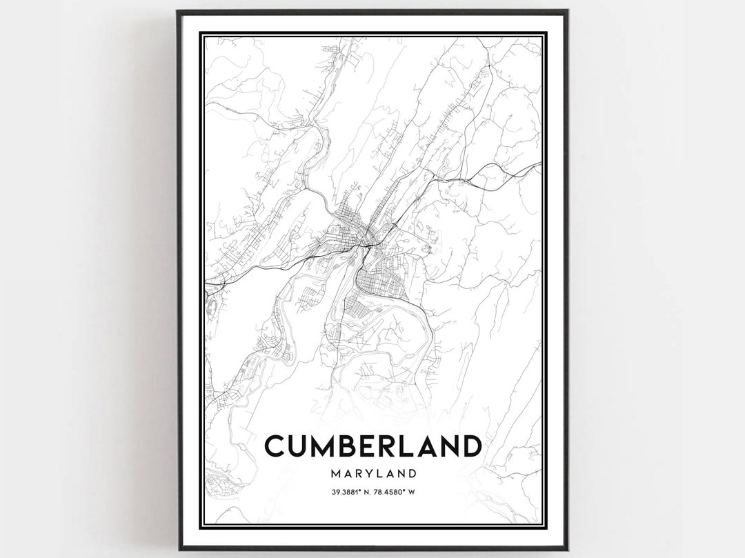 Cumberland Map Print, Cumberland Map Poster Wall Art, Md City Map ...