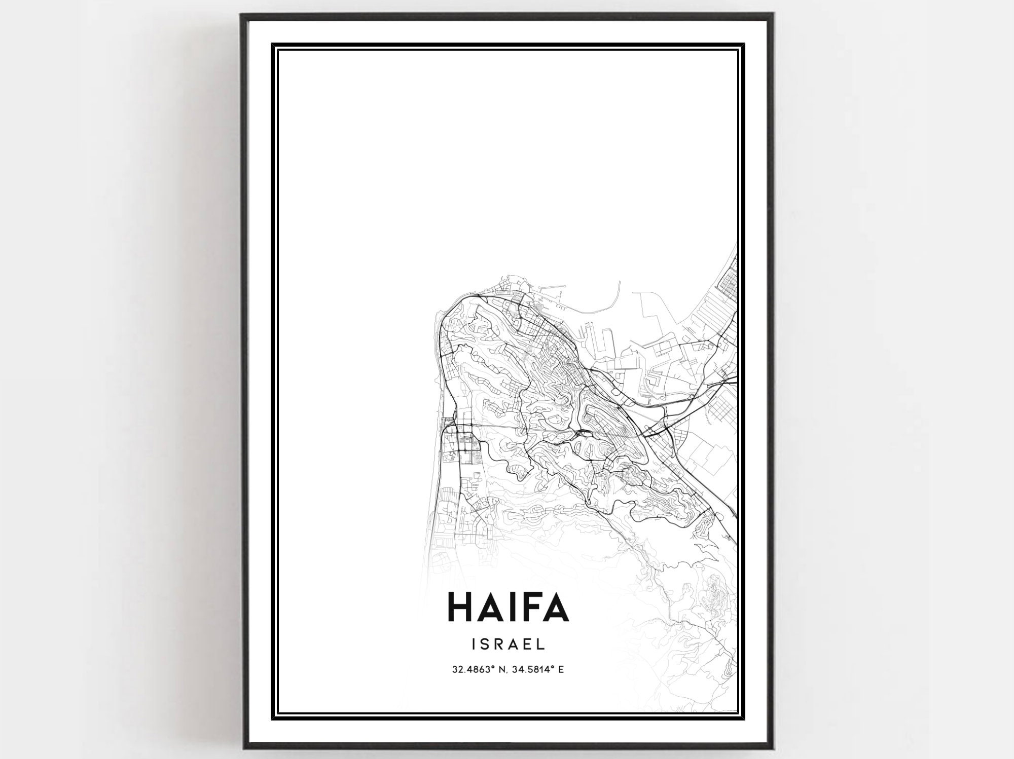 Haifa Map Print Haifa Map Poster Wall Art Haifa City Map | Etsy