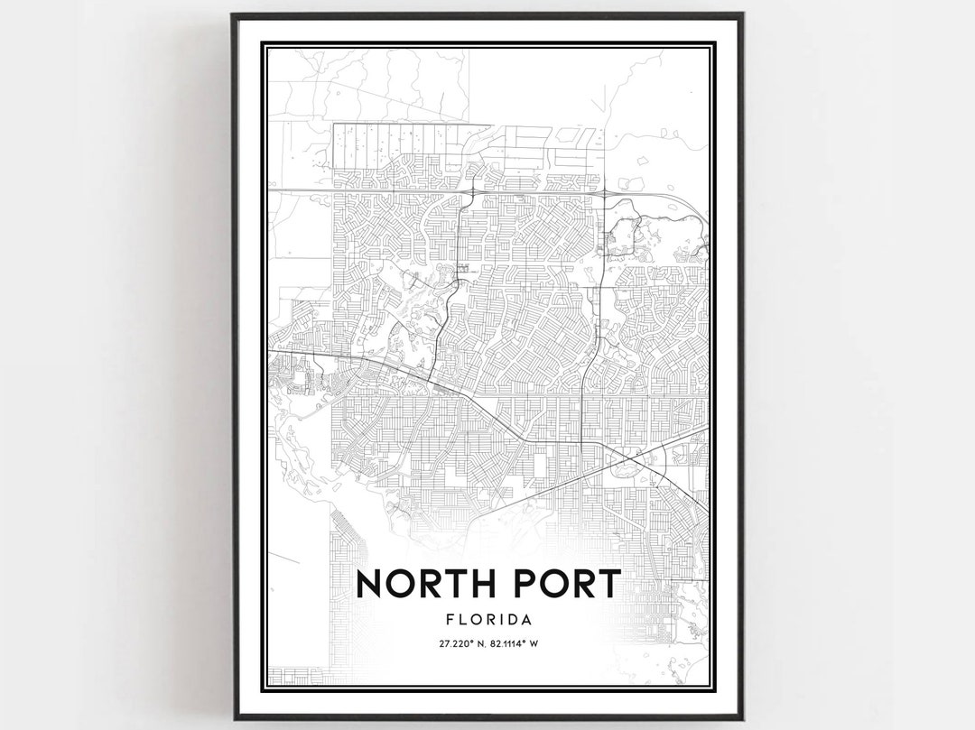 North Port Map Print, North Port Map Poster Wall Art, Fl City Map ...