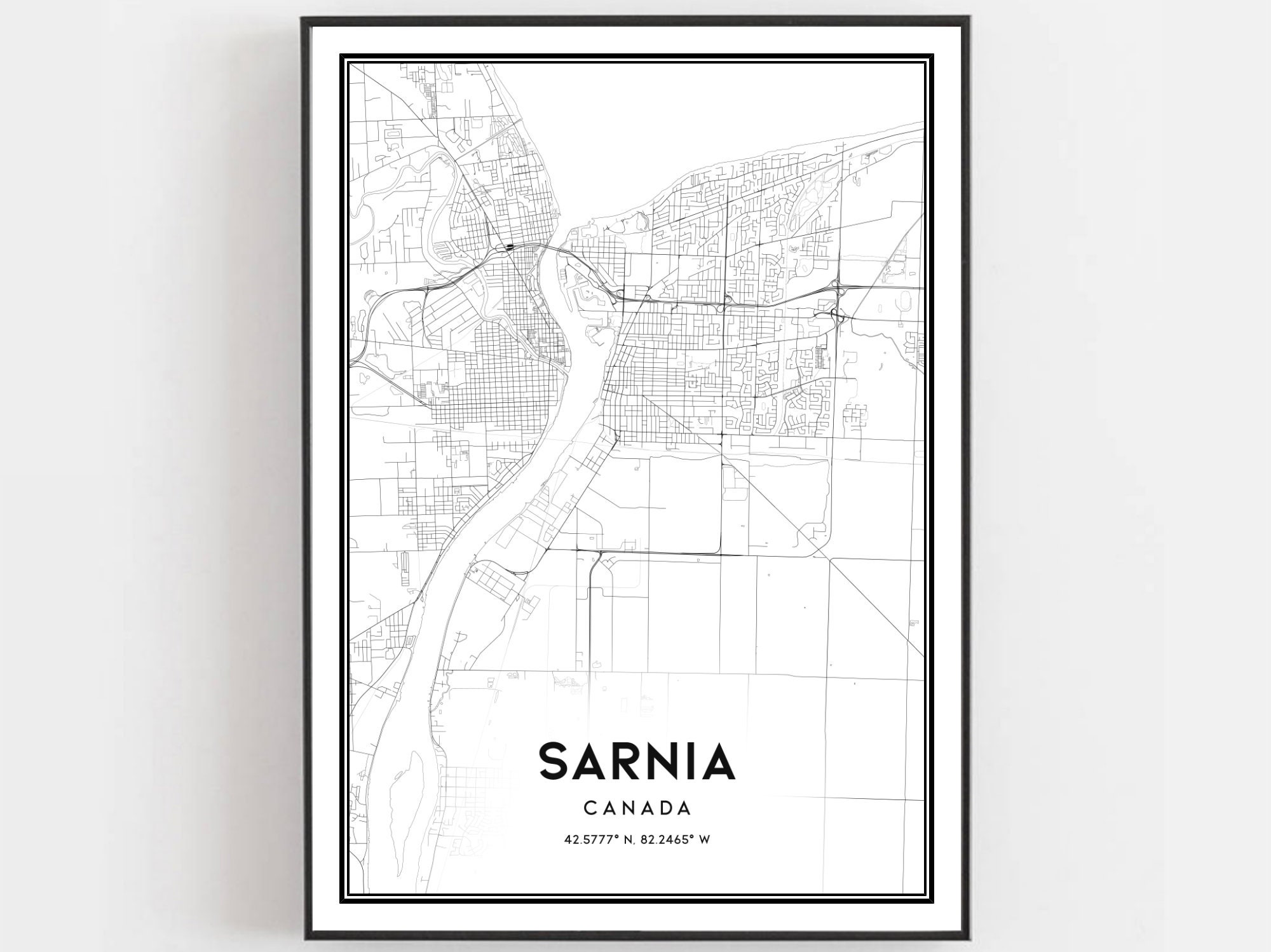 Sarnia Map Print Sarnia Map Poster Wall Art Sarnia City | Etsy