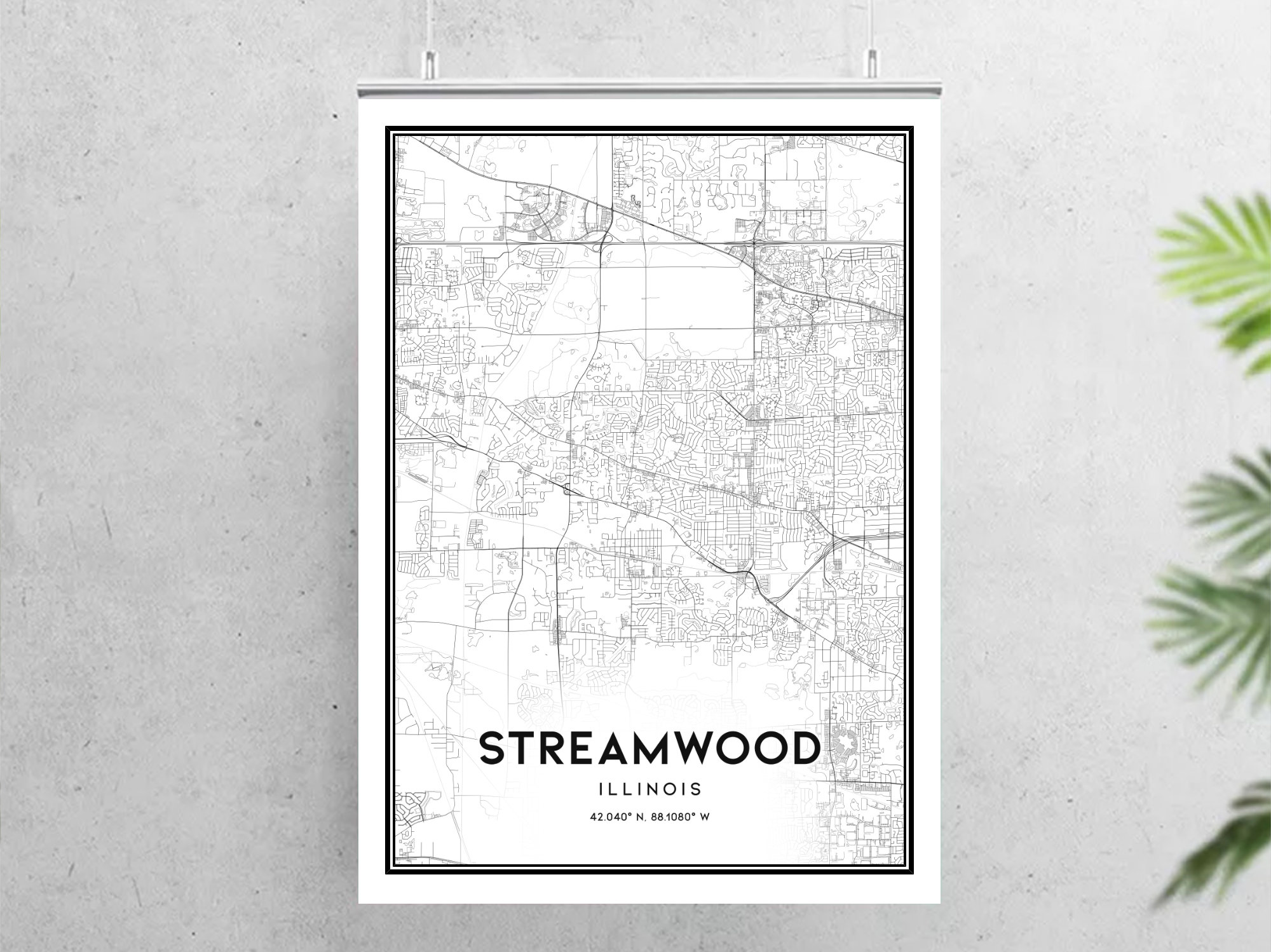 Streamwood Map Print, Streamwood Map Poster Wall Art, Il City Map ...